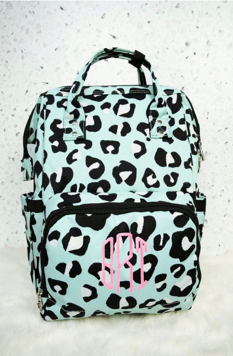Tiffany Blue Leopard Diaper Bag Backpack – Saltwater and Sunshine Boutique
